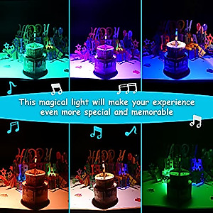 Gradient Mode Birthday Card, Musical Birthday Cards with Light and Music, Blowable Candle 3D Birthday Pop Up Cards, Blow Out LED Candle, Light Show and Play Happy Birthday Song For Women Men (Blue)