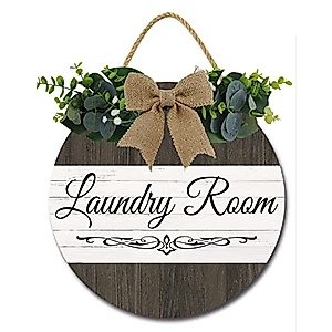 Sokomurg Laundry Room Sign Rustic Wooden Plaque for Wall Door Funny Decor Vintage Hanging Wash House Farmhouse 12IN (20221101ac001)