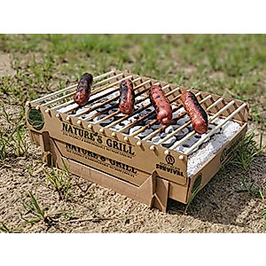 BattlBox Single Use Biodegradable Charcoal Grill - Nature's Eco-Friendly Bamboo Disposable BBQ Grill - Beach Parks Picnics Tailgates Camping Hiking Outdoor Survival - Portable Grill
