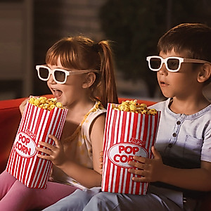 300 Pcs Popcorn Bags Popcorn Boxes Paper Red and White Movie Popcorn Bags for Carnival Movie Theme Party Supplies (5.51 x 1.97 x 11.22 Inches)