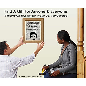 Positive Affirmations Wall Decor for Kids: "Give a Man a Fish" Ron Swanson 8x10 Inspirational, Motivational Poster & Motivational Wall Art Office Decor for Men & Women