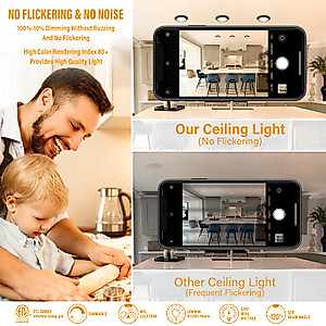 JULLISON 10 Packs 4 Inch Black LED Low Profile Recessed & Surface Mount Disk Light, Round, 10W, 600 Lumens, 3000K Warm White, CRI80, DOB Design, Dimmable, ETL Listed