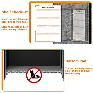 HMOCK Wire Shelf Cover,600D Heavy Duty Waterproof Dustproof Shelf Covers for Wire Shelving Cover,Outdoor Wire Rack Cover with Zipper for Metal Wire Shelf (Grey,37" L x 18" W x 72" H)