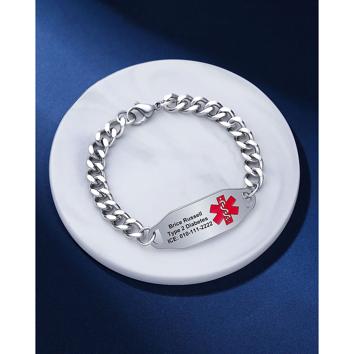 JF.JEWELRY Customized Medical Alert Bracelets for Women | Women's Stainless Steel Medical ID Bracelet | Allergy Medical Alert Bracelet | Free Engraving