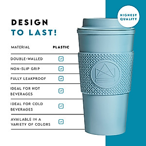 Neon Kactus - Double-Walled Coffee Cup, Reusable Coffee Cup with Resealable Lid, Food-Grade Silicone Seal and Sleeve, Insulated Coffee Tumbler, Super Sonic & Pink Flamingo, 16oz, 2pk