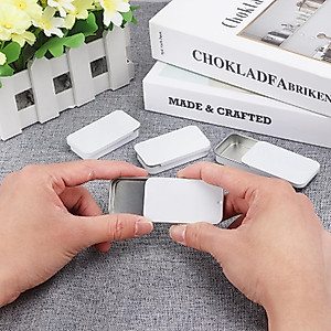 GENHAKON 50 PCS 2.36X1.3X0.43 Inch, Slide Top Tin Containers for Lip Balm, Rectangular Metal Tin Box with Sliding Lid for Small Items, Such as Candy, Charging cable, Pills, Earring, Jewelry, Etc