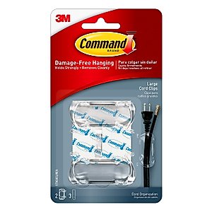 Command 17303CLR, Decorate Damage-Free, Large, 4 Pack, 8 Total Cord Organizer, 8 Clips, Clear, 8 Count