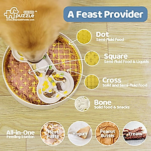 Puzzle Feeder Slow Feeder Dog Bowls, Dog Lick Bowls for Dogs, Slow Feeder for Dry, Wet, and Raw Food, Slow Feeder Dog Bowls for Large Breed,Blue