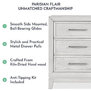 Evolur Lourdes Double Dresser in Greyhound, Comes with Six Spacious Drawers, Made of Hardwood, Included Anti Tipping Kit, Dresser for Nursery, Bedroom, Wooden Nursery Furniture