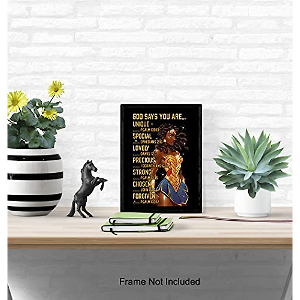 African American Woman - African American Wall Art for Girls - God Says You Are - Christian Wall Decor - Bible Verses - Black Wall Art - Religious Gifts for Women - Inspirational Motivational Unframed
