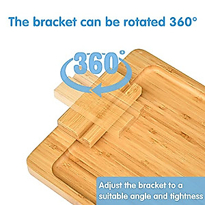 NAVREX Couch Arm Tray Table Clip on Sofa, Coffee Table Tray, Sofa Armrest TV Tray with 360° Rotating Phone Bracket, Bamboo Couch Arm Tray, Living Room Table, Gift for Mom Dad or Friends