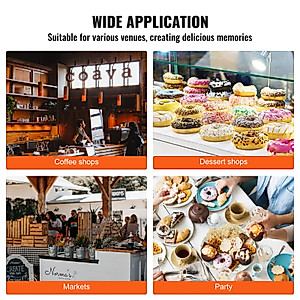 VEVOR Electric Donut Maker, 1550W Commercial Doughnut Machine with Non-stick Surface, 6 Holes Double-Sided Heating Waffle Machine Makes 6 Doughnuts, Temperature 122-572℉, for Restaurant and Home Use