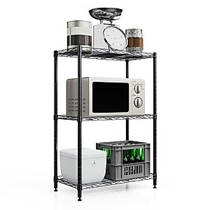 SsngygHme 3 Tier Shelves Storage, Wire Shelf Unit, Standing Adjustable Metal Shelves Organizer, Storage Racks for Restaurant Garage Pantry Kitchen Garage（Medium，11.8" W x 21.5" L x 35.5" H）