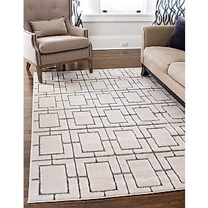 Unique Loom Marilyn Monroe Glam Collection Area Rug - Deco (5' 1' x 8' Rectangle, White Silver/ Silver)