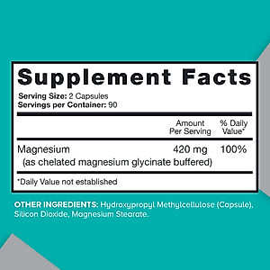 Qunol Magnesium Capsules 420mg, 100% DV, High Absorption Magnesium Supplement, Extra Strength, Bone and Muscle Health Supplement, 180 Count