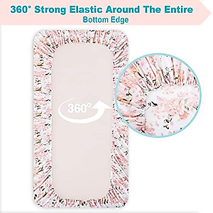 Crib Sheets Girl 2 Pack Set, 2 Pack Toddler Bed Sheets Set, Floral Print Fitted Crib Sheet for Standard Crib & Toddler Mattress, Size 28 x 52 inches, Pink N Floral