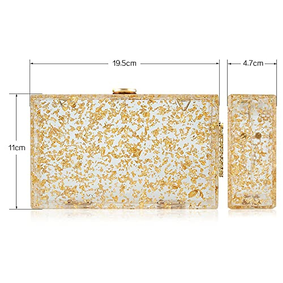 CHISHUNG Women Acrylic Evening Clutch bag Transparent Golden Box Purse Handbag for Wedding Cocktail Party Prom, Blue