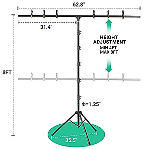Coliflor T-Shape Portable Backdrop Stand – 8x5.3ft Adjustable Photo Background Stand Kit, Sturdy Small Back Drop Holder with 6 Spring Clamps, Sandbag, Carry Bag for Party, Photography and Video Studio