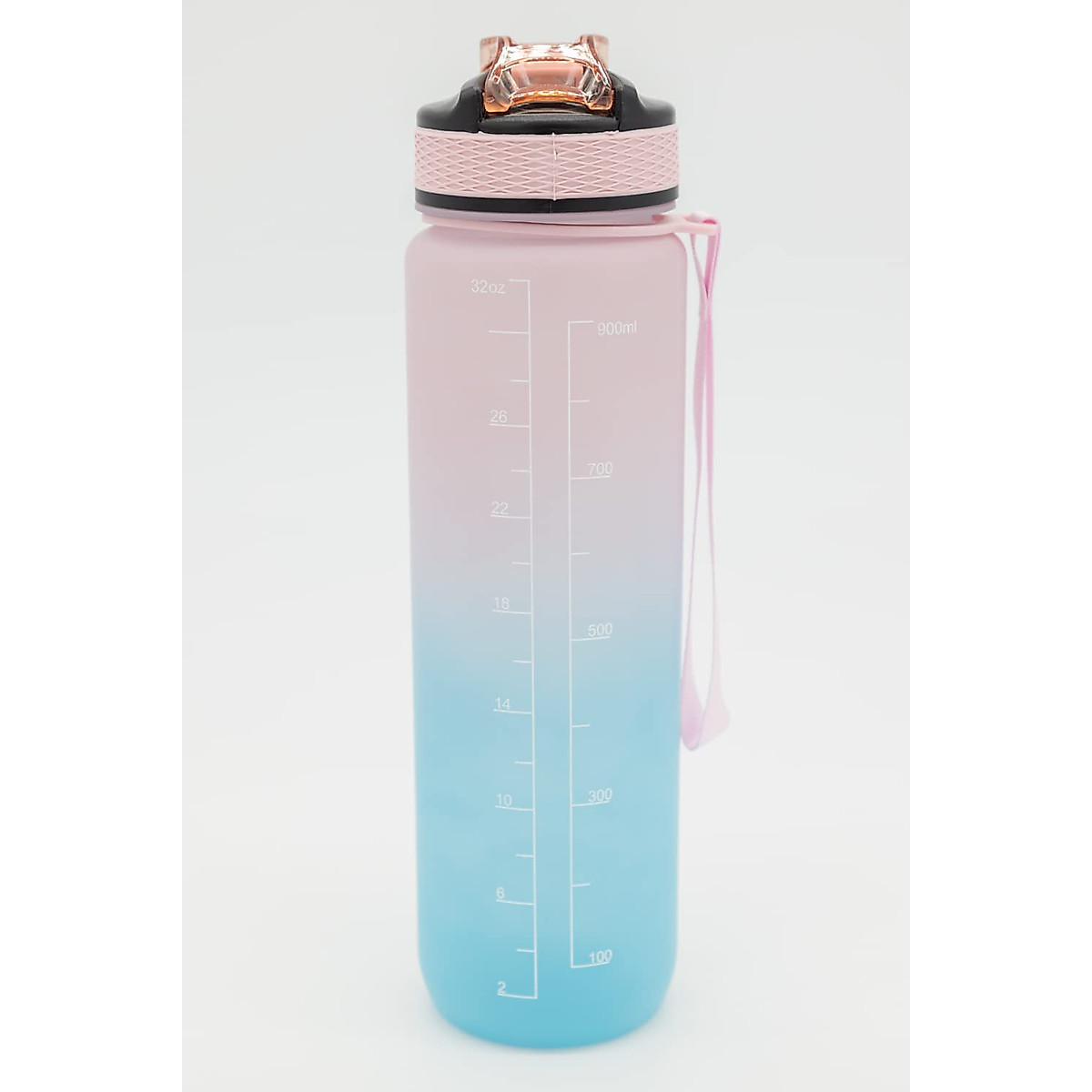 Motivational Water Bottle with Straw (100% BPA & Toxin Free) (Blue/Pink)
