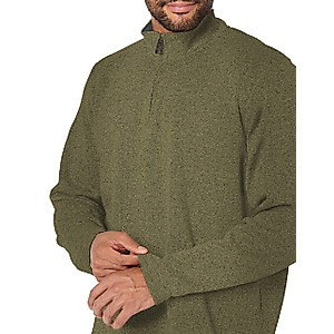 Wrangler Authentics Men's Long Sleeve Fleece Quarter-zip, Olive NIght, Large