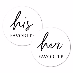 White His Her Favorite Stickers, 2 Inch Wedding Bridal Shower Party Favor Labels 80-Pack