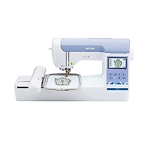 Brother New Model PE900 Embroidery Machine, Wireless LAN Connected, 193 Built-in Designs, 5" x 7" Hoop Area, Large 3.7" LCD Touchscreen, USB Port, 13 Font Styles, White