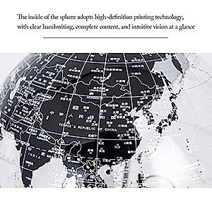 World Globe 7.8in Clear Acrylic World Globe 12” Tall Table Top 360-degree Rotation Earth Globe Earth Globe With Metal Tripod Stand For Desk Globes decor (Black) (Black)