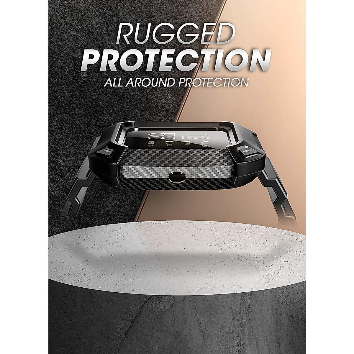 SUPCASE Unicorn Beetle Pro Watch Bands for Fitbit Versa 2, Protective Replacement Wristband Case Band for Fitbit Versa 2 (Black)