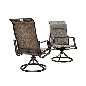 LOKATSE HOME Outdoor Patio Dining Chair Swivel Sling Rocker Set with Steel Metal Frame (Set of 2), Grey