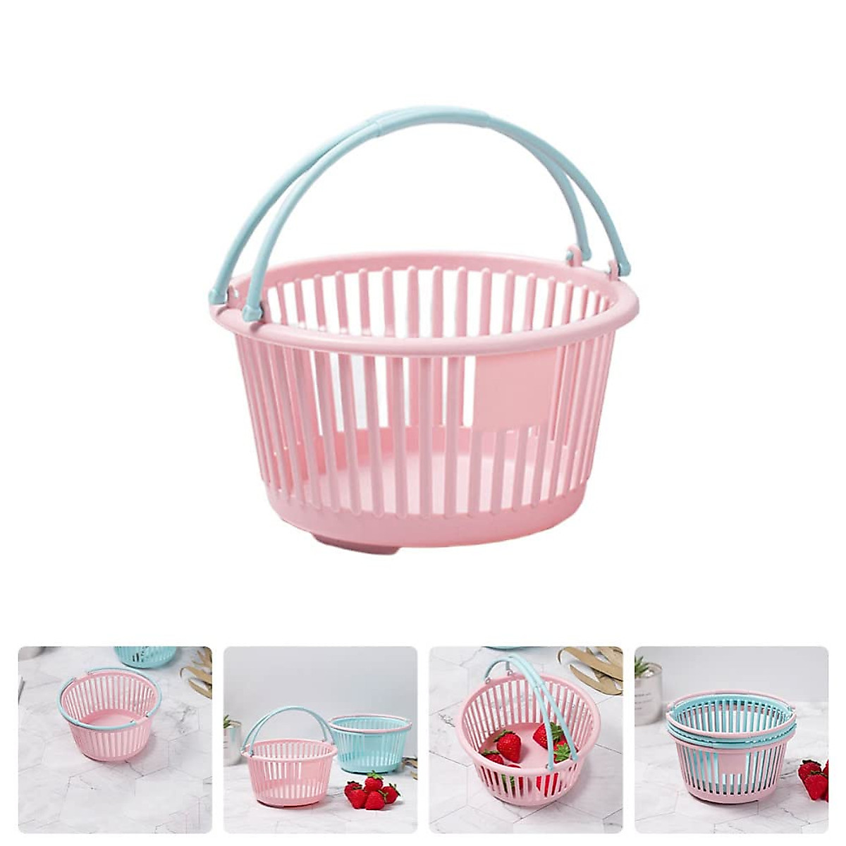 Cabilock 3pcs Storage Basket Shower Mesh Mini Containers Kids Outdoor Playset Small Plastic Container Mini Basket Egg Toy Storage Bins Bathroom Basket Pink Pp Multifunction Round Sieve