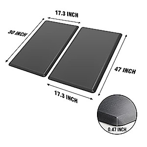 Kitsure Kitchen Mats - 2-PCS Anti-Slip & Durable Kitchen Rugs, Anti-Faigue Mats for Kitchen Floor, Easy-to-Clean & Comfortable Standing Desk Mats 17.3"x30"+17.3"x30"(Black)