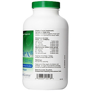 VetriScience GlycoFlex Classic Hip and Joint Supplement with Green Lipped Sea Mussel for Dogs, 600 Mg, 300 Chewable Tablets
