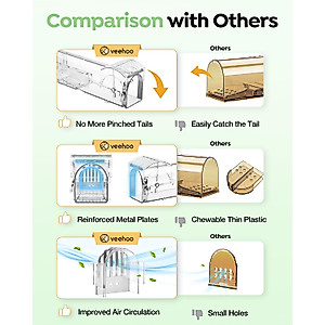 Humane Mouse Trap Indoor for Home-12.6 inches Enlarged Chipmunk Traps Live Mouse Trap Reusable Live Rat Traps Humane Rat Trap That Work 2PCS