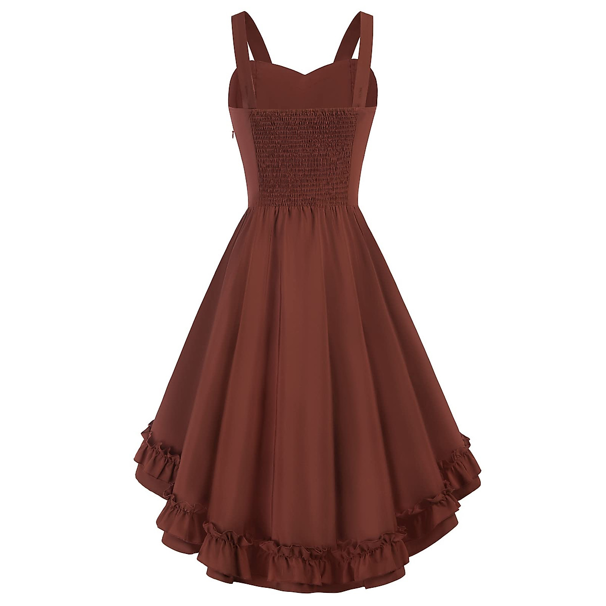 Scarlet Darkness Renaissance Dress for Women High Low Hem Ren Faire Dresses Reddish Brown XL