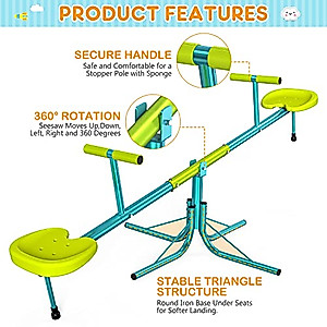 Amictoy Seesaw, Sit and Spin Teeter Totter, 100 Lbs Heavy Duty 2023 Upgraded Model, Kids Outdoor Playground Equipment, Outside Toys Set, Swiveling 360 Degrees Rotating for Kids 4-8 Safety Certified