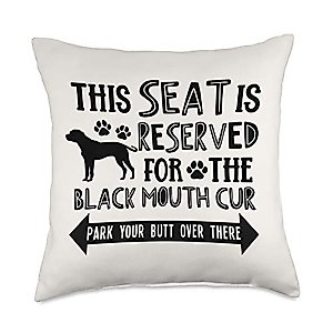 Black Mouth Cur Funny Gifts Black Mouth Cur Seat Reserved Park There Mom Dad Funny Gift Throw Pillow, 18x18, Multicolor