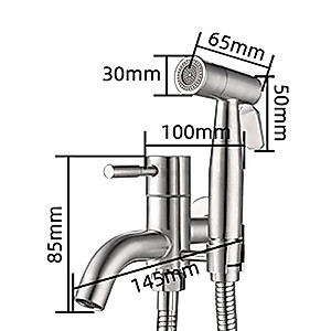 MINJING Bidet Sprayer Brushed, High Pressure Bathroom Hand Sprayer Kit, 2 Modes Sprayer, Stainless Steel Bidet Sprayer for Toilet, Cold Water Bidet Faucet