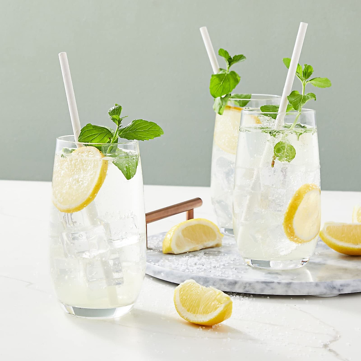 12oz Clear Highball Glasses Set of 6 for Beer, Juice, Mixed Drinks, Cocktails (2 x 5 In)