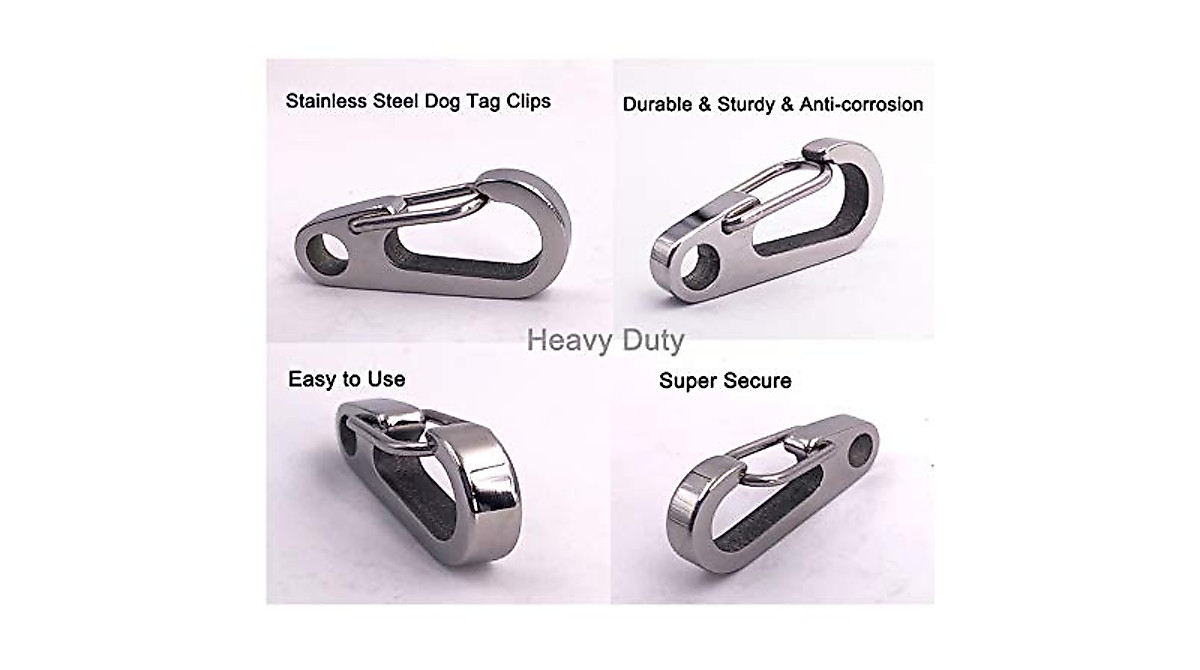 Comtim Dog Tag Clips - Durable Stainless Steel Attachment
