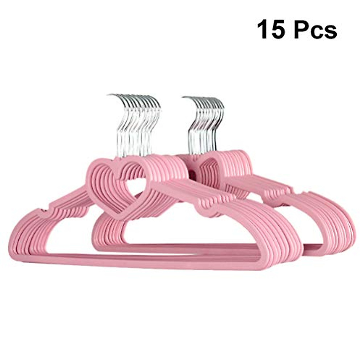 Veemoon Plastic Hangers 15PCS Heavy Duty Clothes Hanger for Adults, Non- Slip Clothes Hanger, Heart Hangers with 360 Degree Swivel Hook for Coat, Shirt, Dress, Trousers, Shirts Heart Hangers