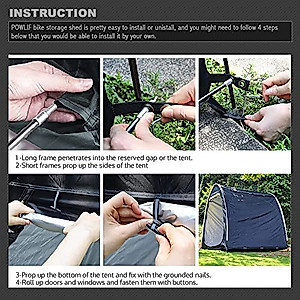 POWLIF Bike Tent for 4 or 5 Bikes, Bike Storage Shed with Heavy Duty Oxford Fabric (BLK-4)