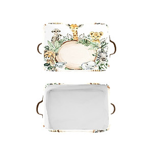 Wild Jungle Animals Personalized Storage Bins Basket Cubic Organizer with Durable Handle for Shelves Wardrobe Nursery Toy 1 Pack