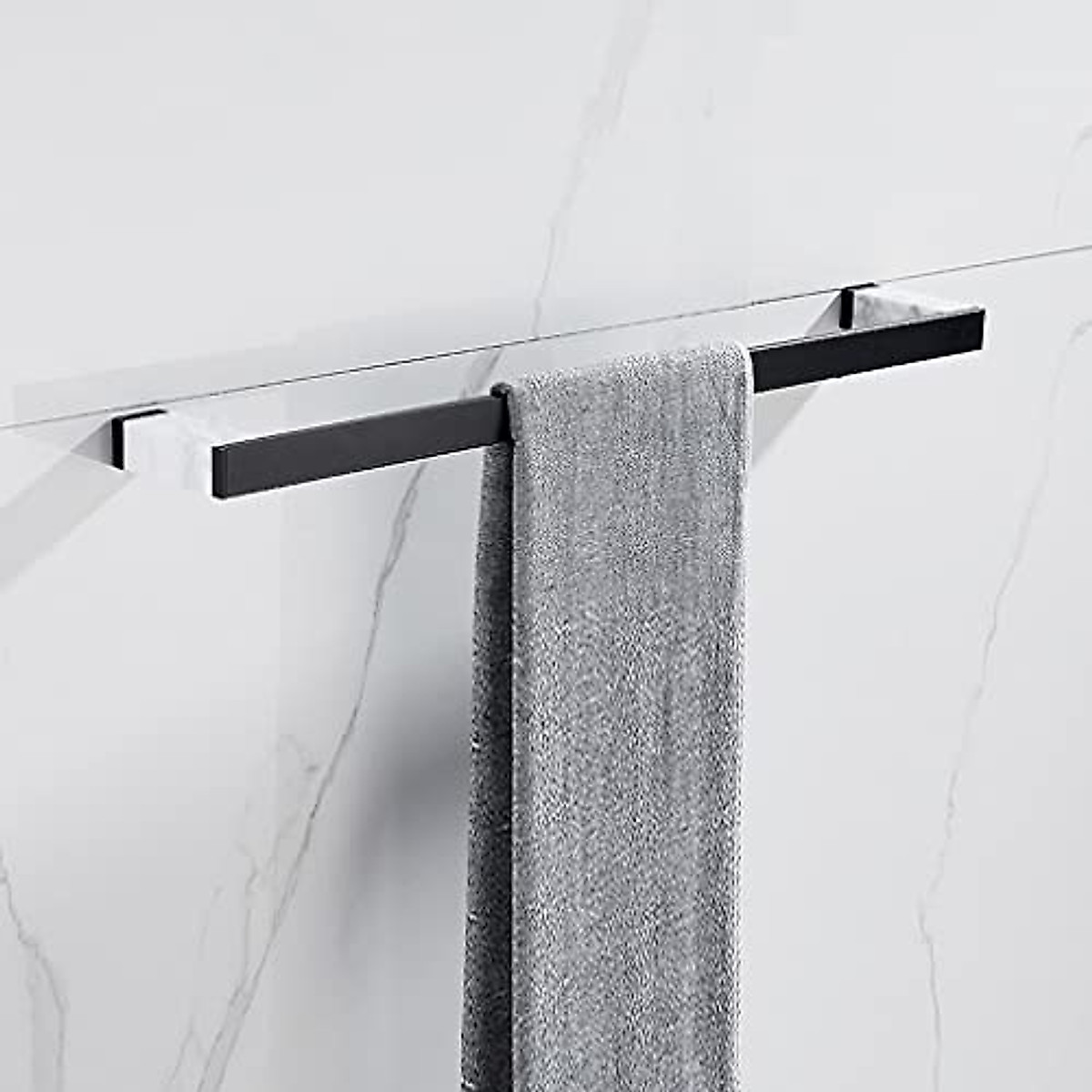 Bath Towel Bar Marble Towel Rack, Bathroom Wall Rack, Black Towel Rail Towel Holder (Color : Single Pole)