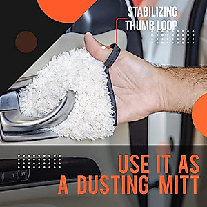 Maxshine Microfiber Wash Mitt Finger Wheel Car Wash Mitt and Dusting Mitt for Car Detailing, 2pcs/Pack Car Wash Glove for Small Areas, Car Detailing Accessories and Supplies