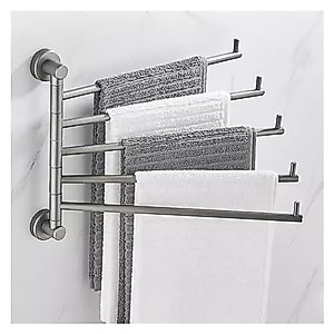 Towel Racks,Towel Racks 5-Arms Towel Holder, Bath Towel Bar Swivel Wall Mounted Dryirack, Rustproof Hanger Space Savistorage Organizer for Bathroom Kitchen
