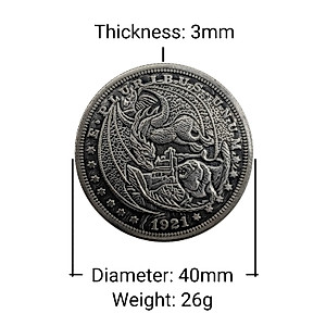 Dragon Lion Battle Antique Coin HOBO Nickel Antique Silver Plated collectionchallenge Coin