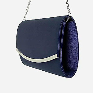 Beilaidisi Women's Evening Bag Envelope Satin Clutch Handbag Party Prom Wedding Purse Shoulder Bag Navy