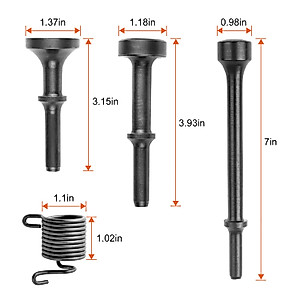 4 PCS Air Hammer Bits Set, ABuff 0.401 Shank Smoothing Pneumatic Chisel Air Hammer Accessories, Extended Length Hammer Tool with Spring.