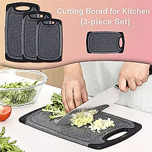GULRUH Wood Cutting Boards for Kitchen, 3pc Cutting Board Black Pp Kitchen Cutting Board Set Hanging Grooved Non-Slip Kitchen Cutting Board Set Chopping Board Tools