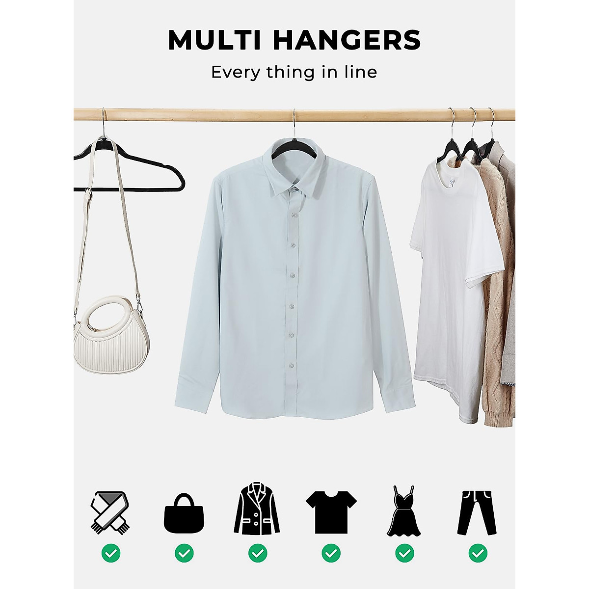 SMARTOR Plastic Hangers 50 Pack, Heavy Duty Plastic Hangers for Clothes - Non-Velvet Slim Hangers with 360° Swivel Hook & Clothes Thin Hangers - Durable Coat Hangers, Space Saving Hangers - Black